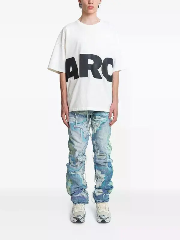 WHO DECIDES WAR Distressed Embroidered Jeans