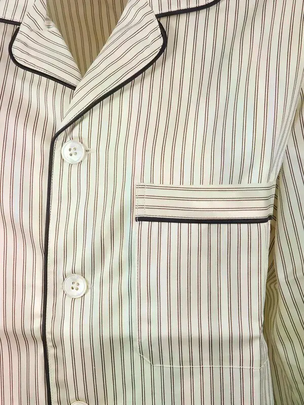 TEKLA Striped Pajama Shirt - Brown