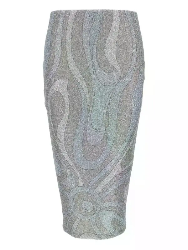 Emilio Pucci Marmo-print Jersey-lamé Knee-length Skirt - Grey