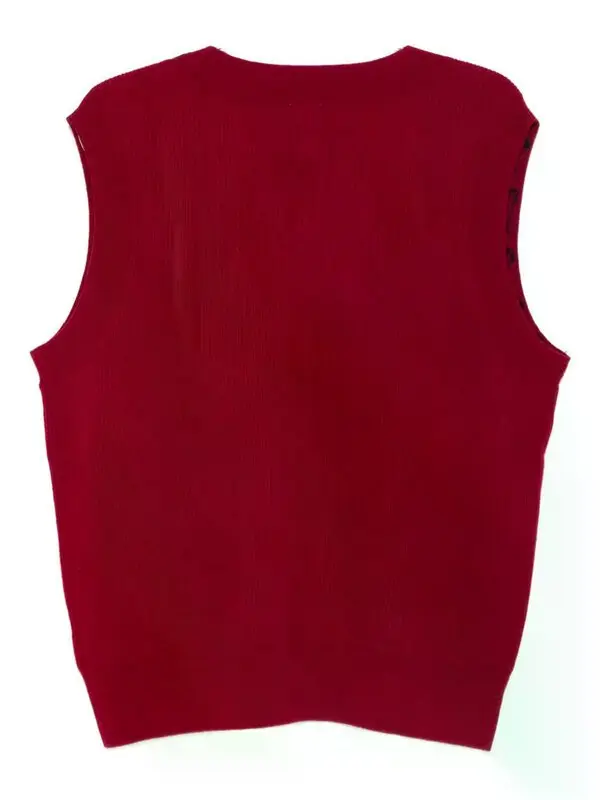 GLASS CYPRESS V-neck Sleeveless Sweater With Decorative Stitching