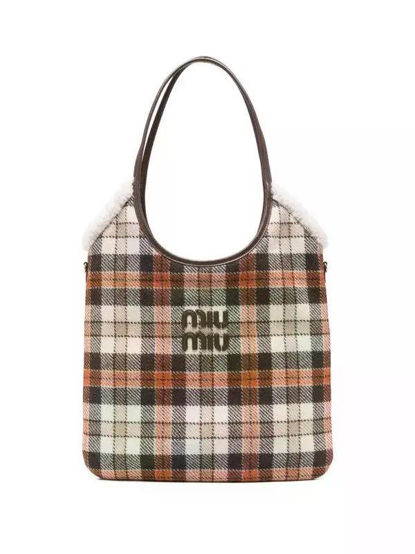Miu Miu Ivy Tartan Tote Bag