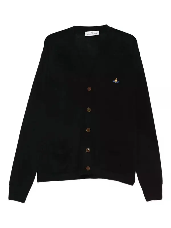 VIVIENNE WESTWOOD Logo Embroidered Cardigan - Black