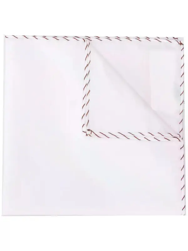 Brunello Cucinelli Stitch Detail Pocket Square - White