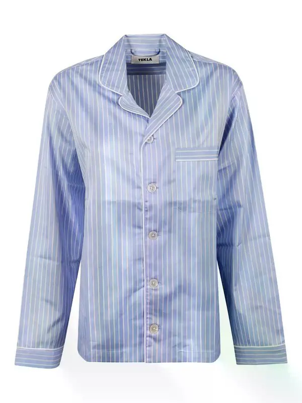 TEKLA Striped Pyjama Shirt - Blue