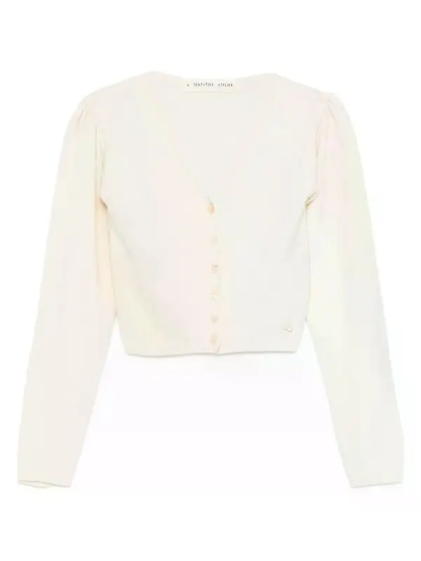 A TENTATIVE ATELIER Cropped Knit Cardigan - Neutrals