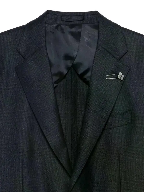 LARDINI Button Virgin Wool Blazer - Blue