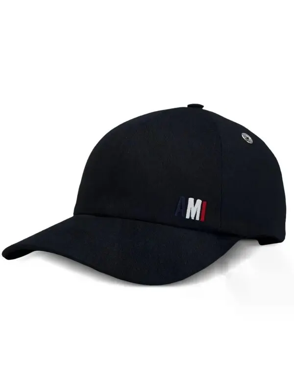 AMI Paris Bleu Blanc Rouge Embroidery Cap - Black