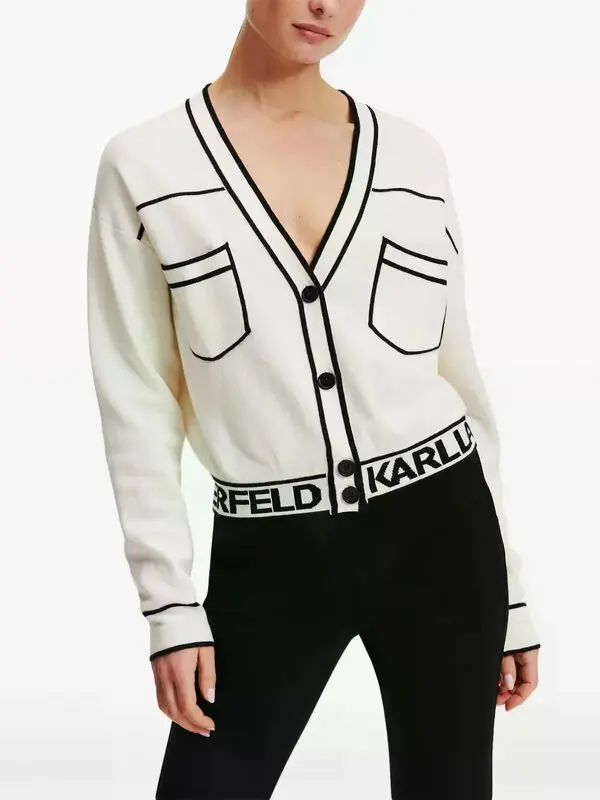 Karl Lagerfeld Logo-intarsia Cropped Cardigan