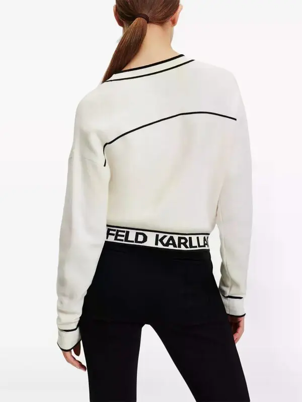 Karl Lagerfeld Logo-intarsia Cropped Cardigan