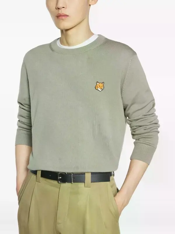 Maison Kitsuné Fox Head Crew Neck Sweater - Green