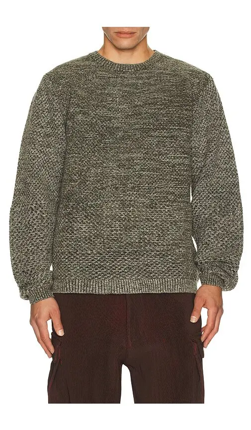 ISA BOULDER Solid Crochet Crewneck Sweater - Grey