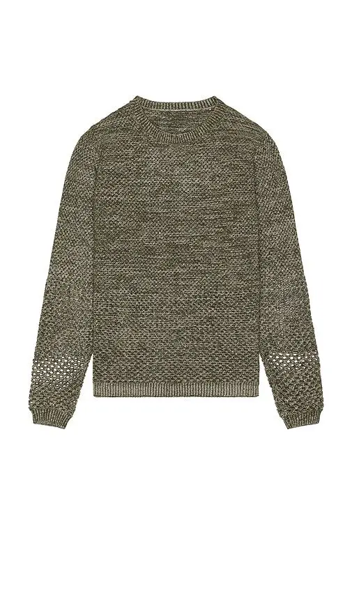 ISA BOULDER Solid Crochet Crewneck Sweater - Grey