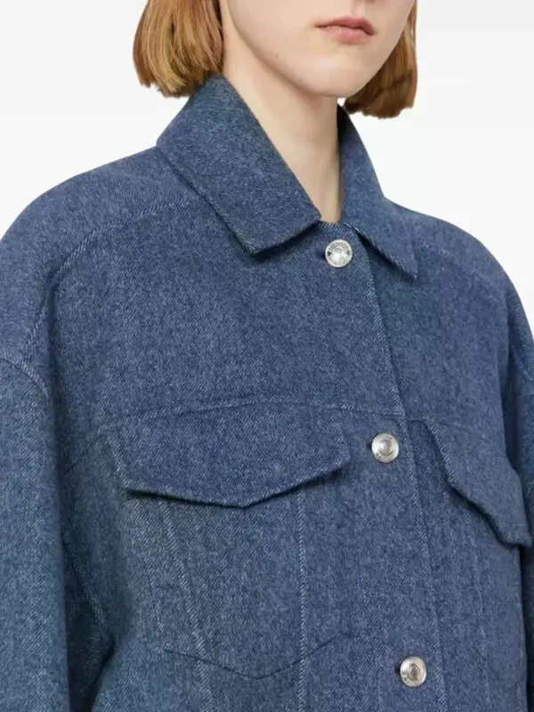 Sportmax Flap-pocket Wool Jacket With Metal Buttons - Blue