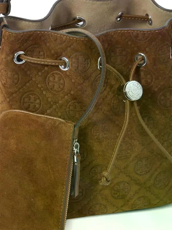 Tory Burch Monogram Suede Bucket Bag