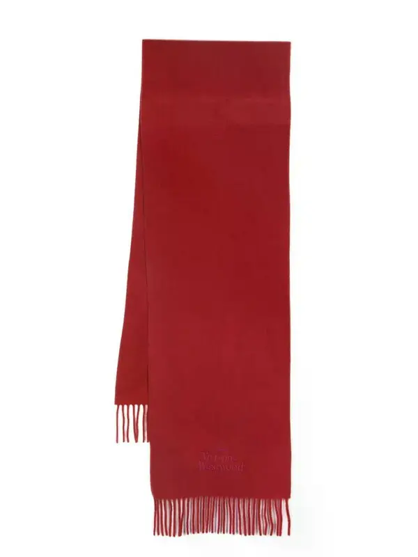 VIVIENNE WESTWOOD Logo-embroidered Wool Scarf - Red