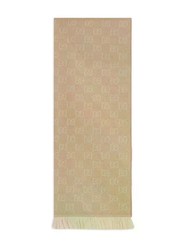 Gucci Gg-jacquard Fringed Scarf - Neutrals