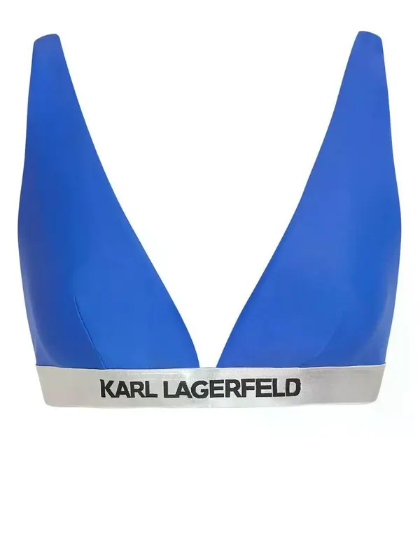 Karl Lagerfeld Logo-underband Triangle Bikini Top - Blue