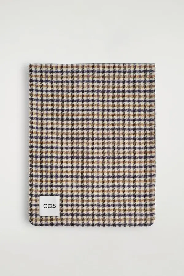 Cos Checked Double-faced Merino Wool Scarf - Beige