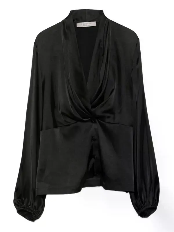 D.exterior Twisted Buttoned Blouse - Black