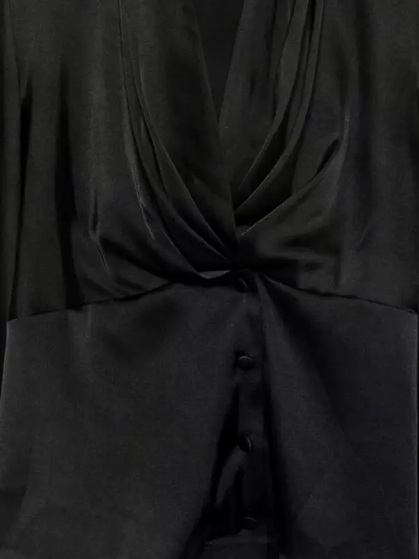 D.exterior Twisted Buttoned Blouse - Black