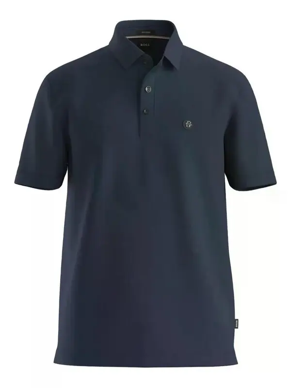 BOSS Logo-patch Cotton Polo Shirt - Blue