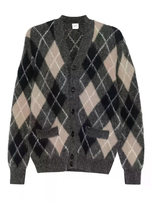 Aspesi Argyle Cardigan - Grey