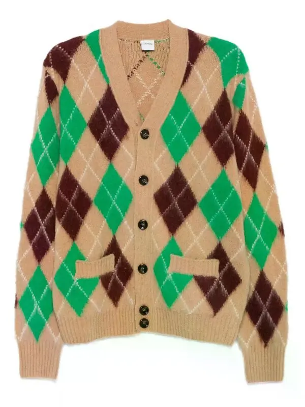 Aspesi Argyle Wool Cardigan - Neutrals