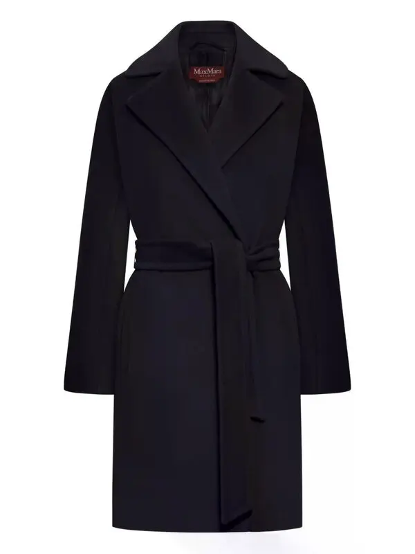 Max Mara Belted Wool Coat - Black