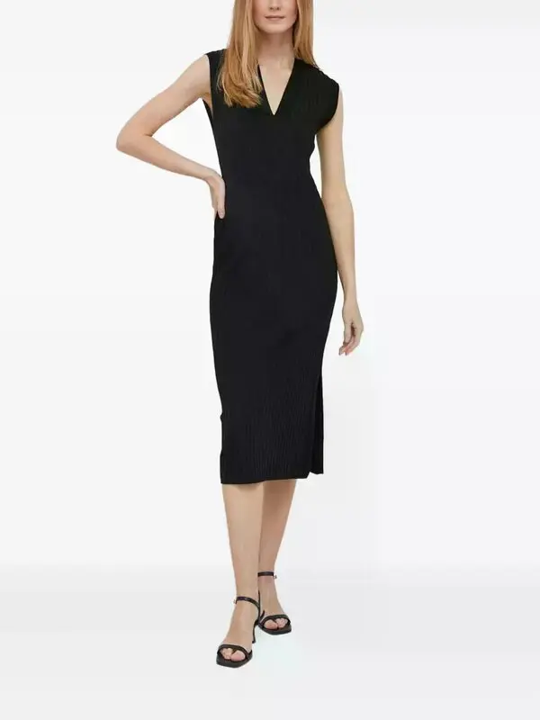 Dkny Ribbed Knit V-neck Dress