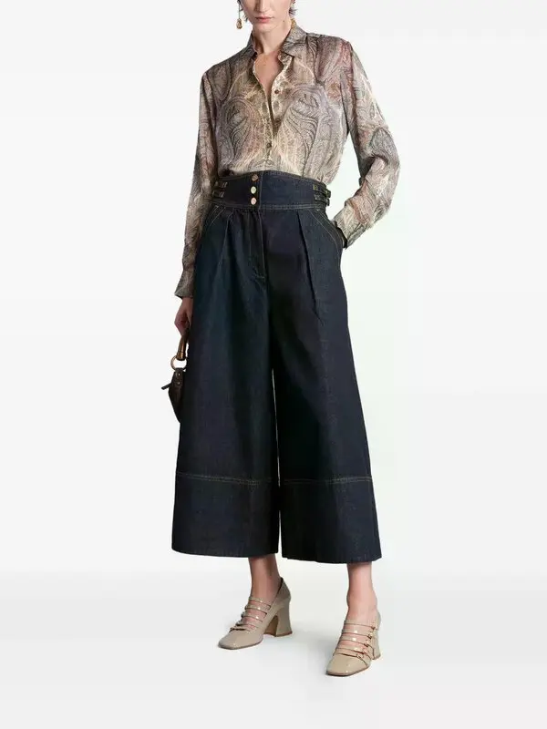 Zimmermann Buckle-detail Pleated Denim Culottes