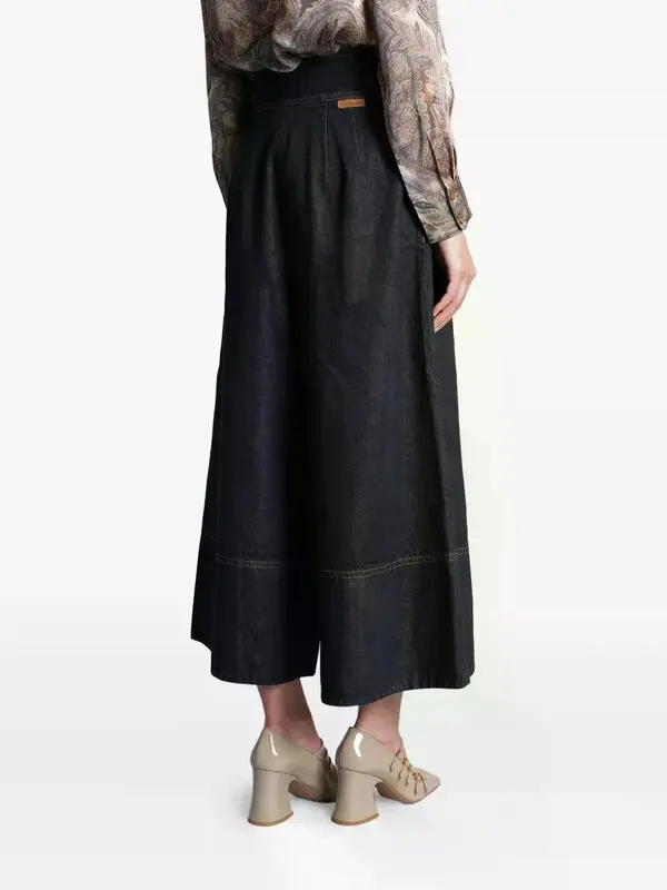 Zimmermann Buckle-detail Pleated Denim Culottes