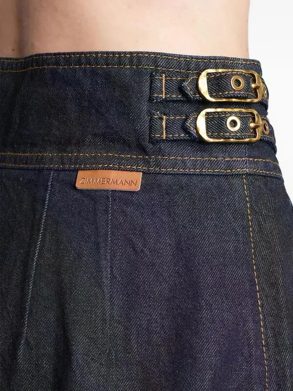 Zimmermann Buckle-detail Pleated Denim Culottes