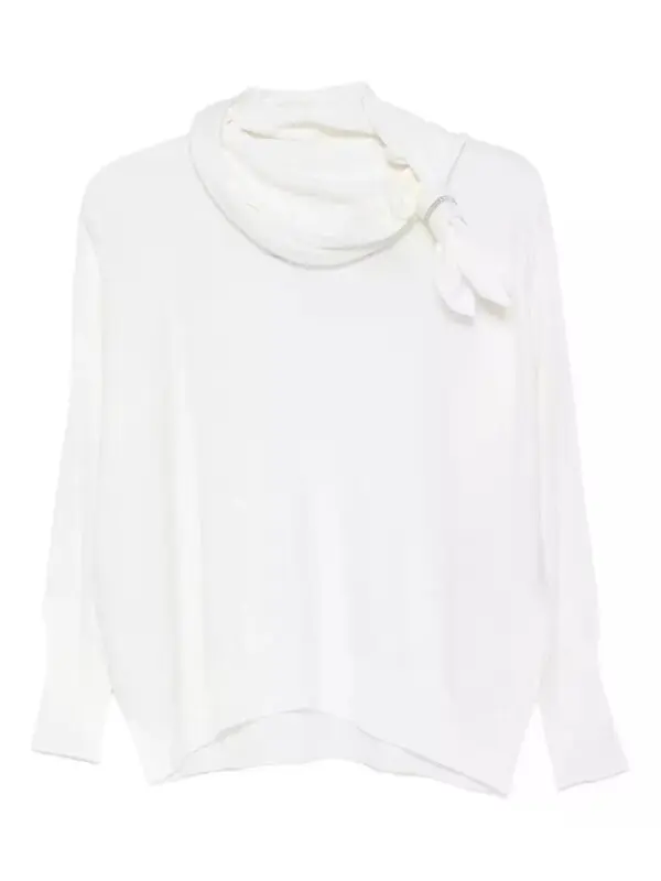 D.exterior Tie Neck Blouse