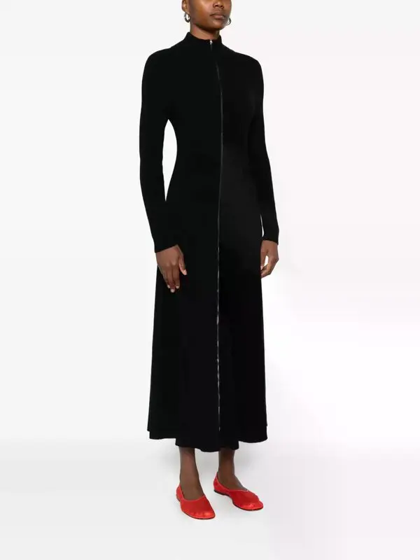 Eric Bompard High-neck Zip-front Midi Dress