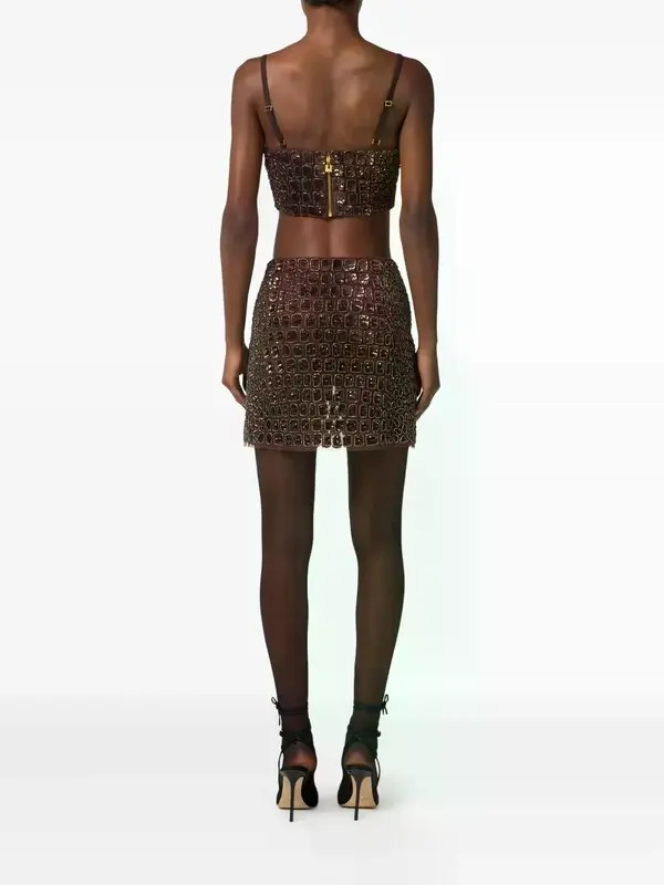 Elisabetta Franchi Tulle Crocodile-effect Top