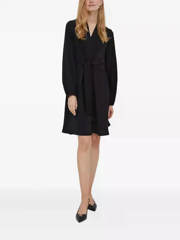 Dkny Tie-fastening Long-sleeve Dress - Black