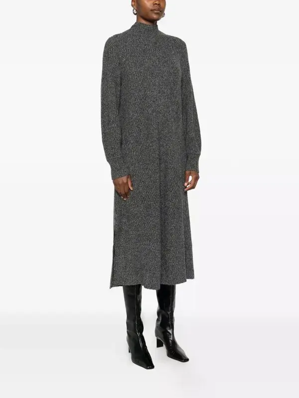 Eric Bompard Ribbed Mock-neck Midi Dress