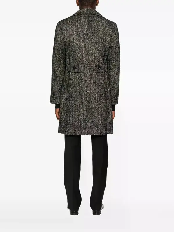 Tagliatore Herringbone Overcoat - Black