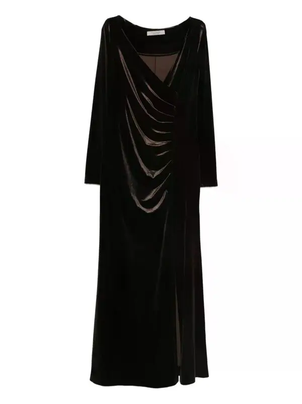 D.exterior Draped Long-sleeve Dress