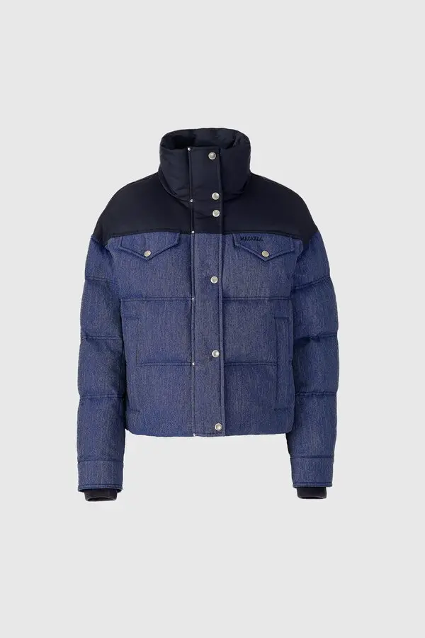 Mackage Quilted Denim Down Jacket - Medium Denim
