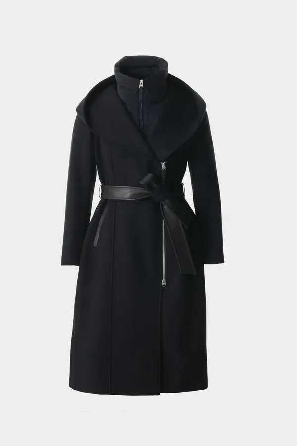Mackage Double-face Wool Coat With Removable Bib - Black