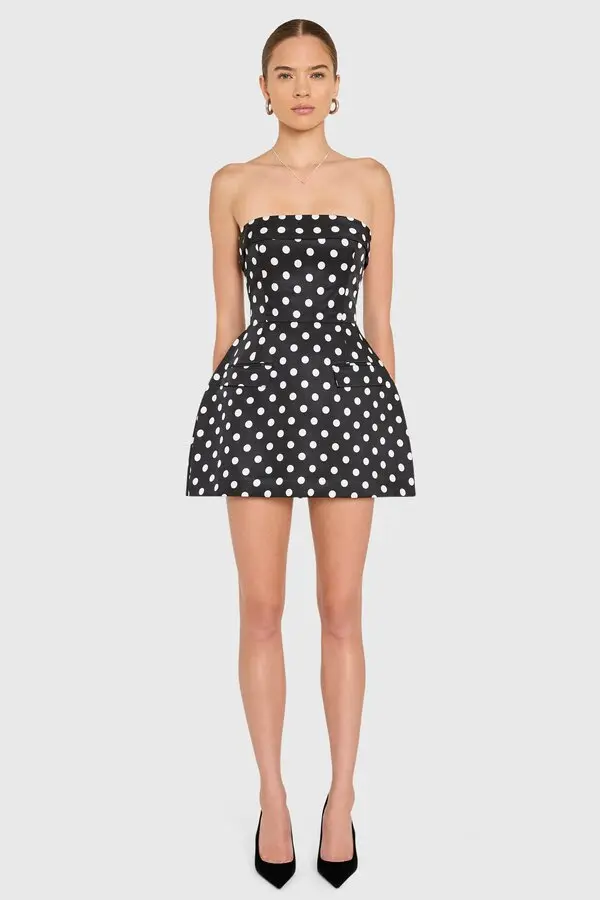 Amanda Uprichard Polka Dot Lucienne Skort Romper - Black Ivory