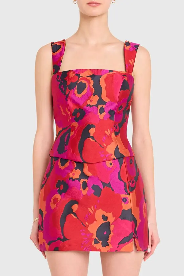 Amanda Uprichard Ceronne Floral Top - Pink Multi