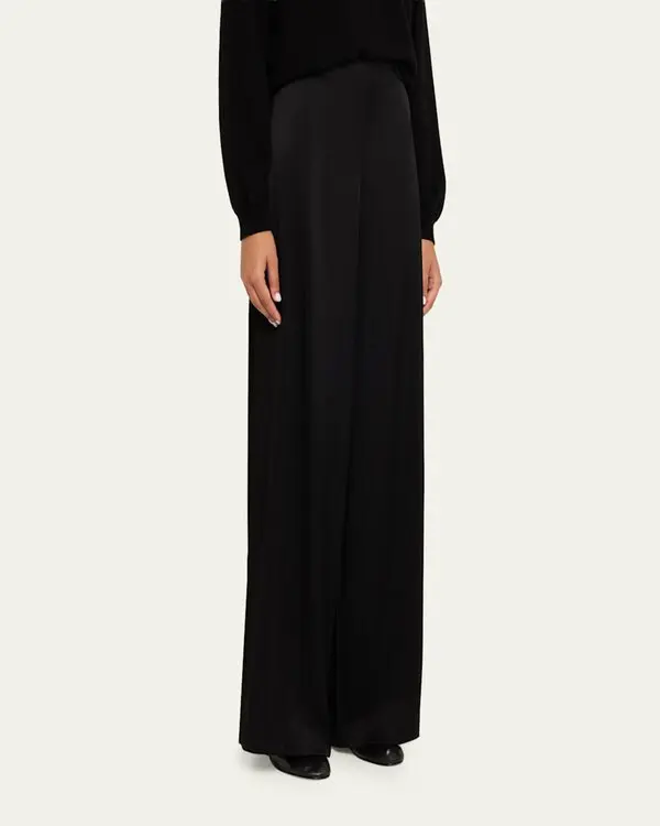 UNGARO Kai Wide-leg Satin Pants