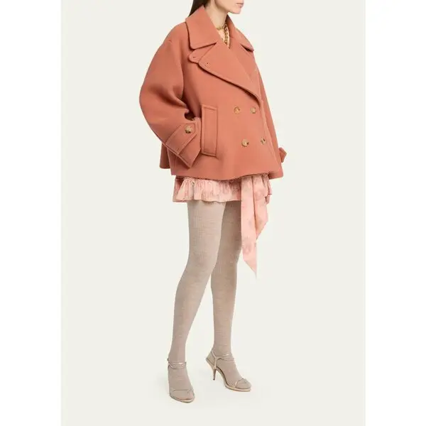 Chloé Wool Double-breasted Pea Coat - Cedar Pink