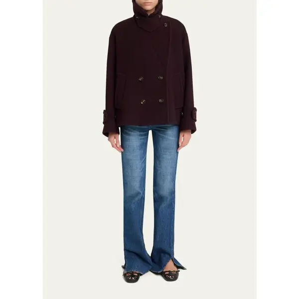 Chloé Wool Double-breasted Pea Coat - Cedar Pink