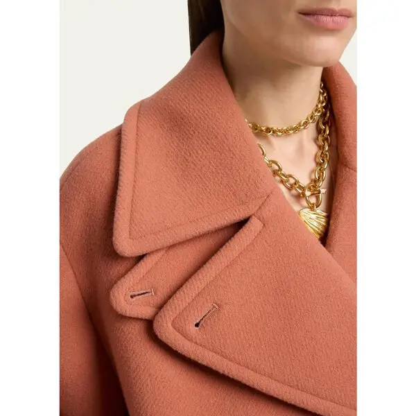 Chloé Wool Double-breasted Pea Coat - Cedar Pink