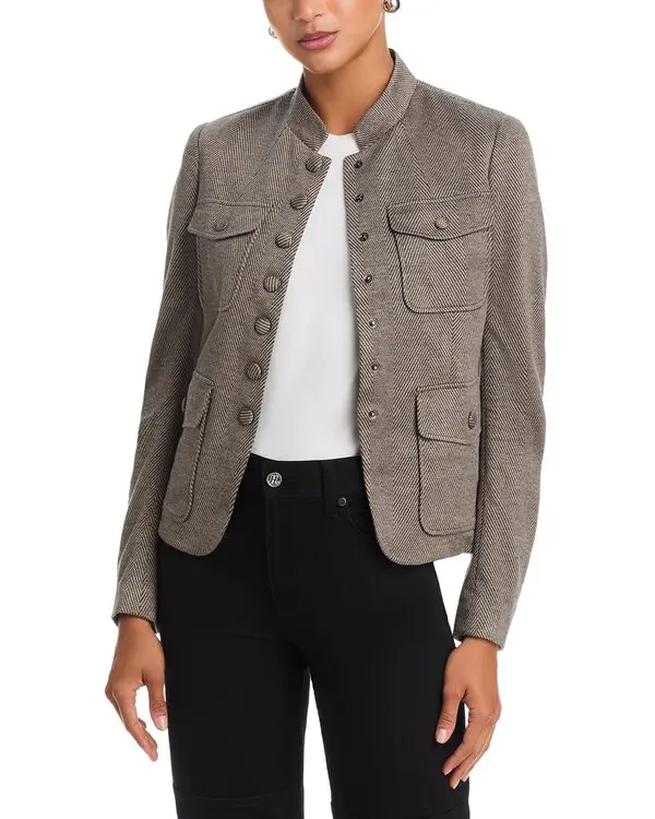 Rag & Bone Mercer Ponte Blazer With Stand Collar - Brown Multi
