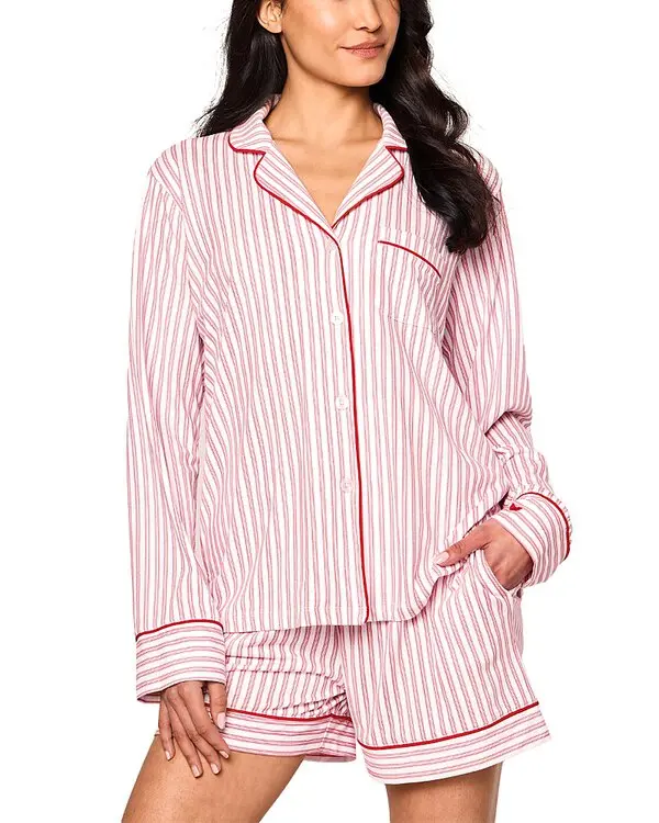 PETITE PLUME Antique Ticking Pajama Set - Red