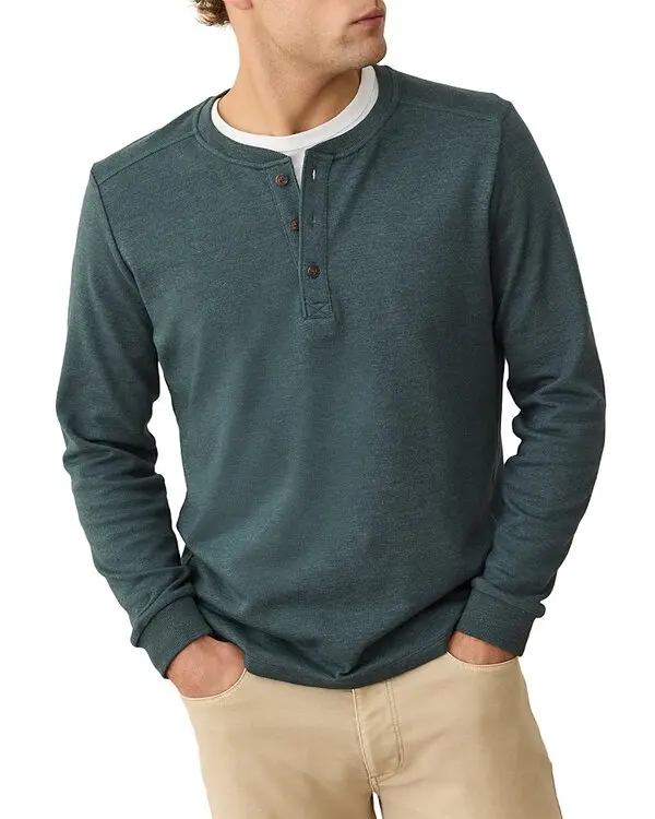 Marine Layer Pacifica Stretch Henley Shirt - Greem Gables